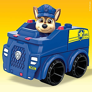 MEGA BLOKS Paw Patrol Chase's Patrol Car Building Set with 1 Chase Figure, 10 Blocks and Special Pieces, Toy Gift Set for Ages 3 and Up
