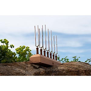 Planetary Tuning Fork 7 Piece Chakra Set with Exact Pitch and Frequency — MADE IN GERMANY — For Meditation, Sound Healing Therapy and Yoga, 2-YEAR WARRANTY brown