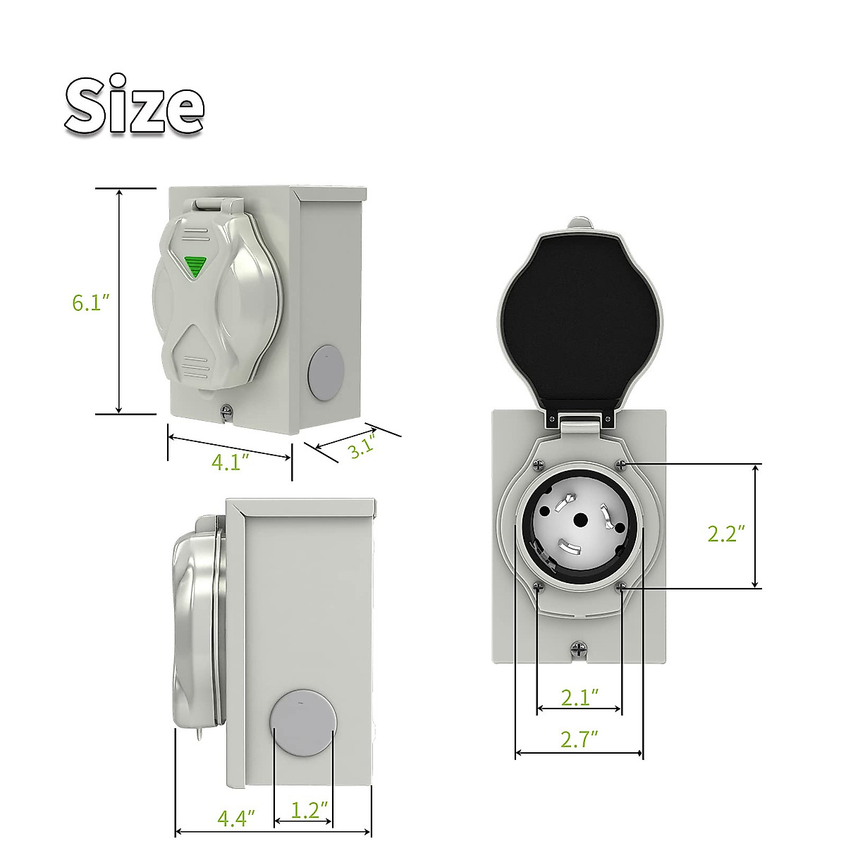 Pre-Drilling 50 Amp Generator Power Inlet Box RVMATE, NEMA SS2-50P 125/250 V 6250/12500W Power Inlet Box, Waterproof for Outdoor Use