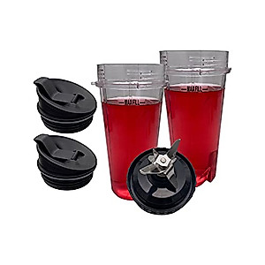 Replacement parts 16oz cup with snip seal lid and extractor blade, fit with Ninja Mega Kitchen System Blender BL770 30/BL770A 30/BL770W 30/BL771A/BL771 30/BL772Q/BL772 30/BL773CO 30/BL780 30 (Black)