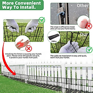 19 Pack Garden Animal Barrier Fence, 1.65inch Spike Spacing No Dig Fence, Reusable Rustproof Metal Fence Border, Dogs Rabbits Blocker Fence for Outdoor Yard, Total 20.6ft(L) x 17inch(H)