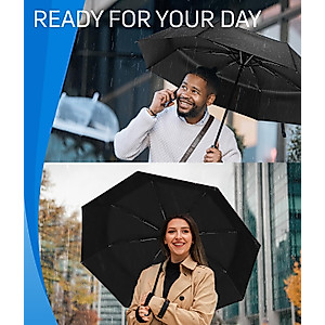 Rain-Mate Compact Travel Stick Umbrella - Pocket Portable Folding Windproof Mini Umbrella - Auto Open and Close Button and 8 Rib Reinforced Canopy