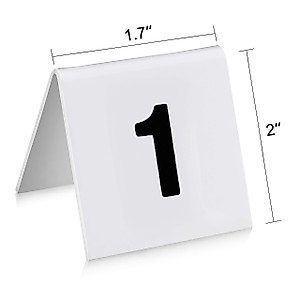 New Star Foodservice 26757 Double Sided Plastic Table Numbers, 1-25, Acrylic, White, 1.7" x 2"
