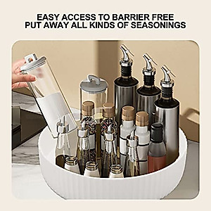 360 Degree Rotating Storage Rack Organizer Round Cosmetic Spice Rack Turntable for Kitchen Cabinet Pantry Small (White)