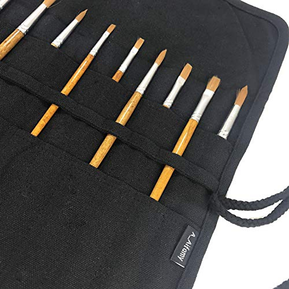 A AIFAMY 30 Pockets Artist Paint Brush Holder, Canvas Roll Up Case Bag & Storage Organizer Pouch Case- Store Pencils, Pens Tools