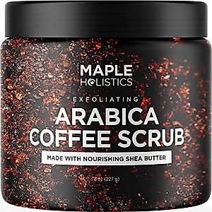 Arabica Coffee Scrub Body Exfoliator - Caffeine and Dead Sea Salt Scrub for Cellulite Back Face Legs Thighs Butt and Full Body Care Featuring Organic Body Oils and Moisturizers for Deep Exfoliation