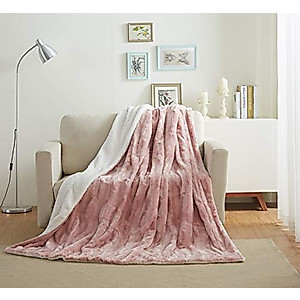 Tache 50x60 Faux Fur Blush Light Dusty Rose Gold Pink Super Soft Warm Throw Blanket