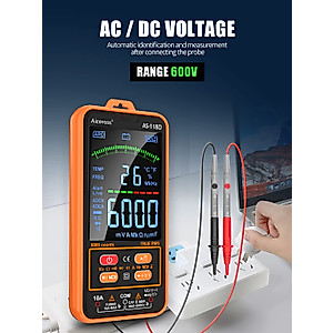 Aicevoos AS-118D Smart Digital Multimeter Auto-Ranging Voltmeter Electrical Tester Measures Voltage Current Capacitance Resistance Continuity Duty-Cycle Temperature Frequency