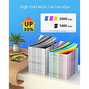 Remanufactured 962XL Ink Cartridge for HP 962 Work with HP OfficeJet Pro 9010 Ink Cartridges HP OfficeJet Pro 9012 9015 9018 9020 9025 9027 9028 Printer