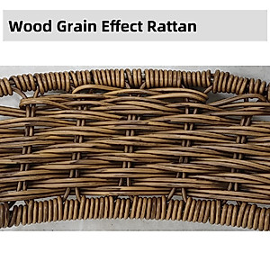 Feyart 35m/115ft 3mm Round Plastic Wicker in Wood Color, Brown Rattan for Repairing Patio Chair Woven Sofa