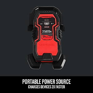 CRAFTSMAN 3-in-1 Lithium Jump Starter and Portable Power Pack, CMXCESM262 2500 Peak Amps, 12 Volts, 10.0L Gas, 8.0L Diesel Engines, for Motorcycles, Cars, SUV, Truck, and Boat Batteries