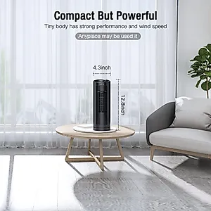 VCK 80° Oscillating Fan, 13'' Tower Fan Bladeless Desk Fan with 3 Speeds, Quiet Operation, Compact & Portable Table Fan for Bedroom Home Office Desktop