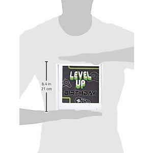 Green & Black "Level Up" Paper Luncheon Napkins, 6.5" (16-Pack) - Disposable Party Tableware for Kids Birthday & Fun Events