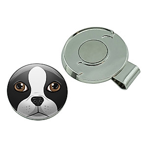 GRAPHICS & MORE Boston Terrier Look Into My Eyes Face Pet Dog Golf Hat Clip with Magnetic Ball Marker