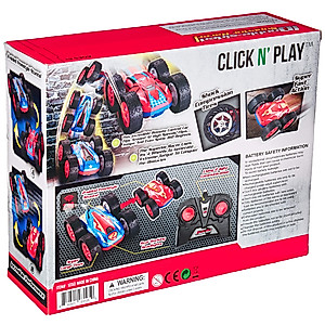 Click N' Play Remote Control Car | Rechargeable RC Stunt Car | Double-Sided Flip Off Road Radio Controlled Car with LED Lights | High Speed 2.4Ghz Remote Control Race Car | RC Cars Toys for Kids 6+