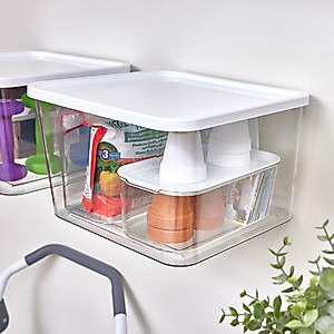 iDesign Short Inner Storage Bin with Lid, Set of 2, The Wallspace Collection, Clear Bin