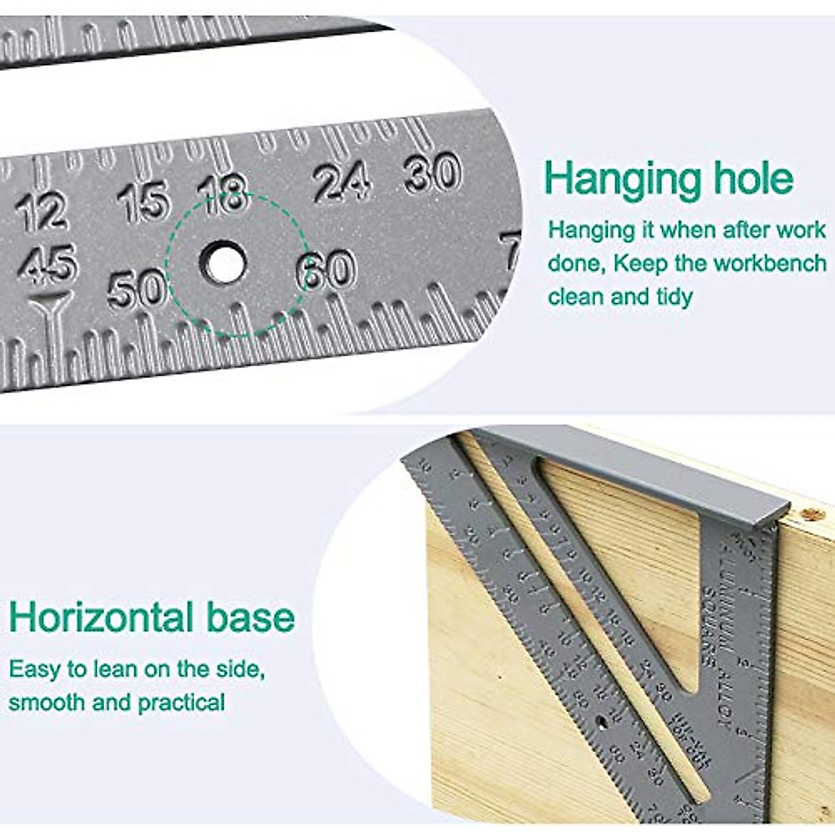 Carpenter Square, 7-inch Aluminum Square+ 5Pcs Woodworking Pen Rafter Carpenter Triangle Square Pressional Easy-Read Layout Tool framing Square (Aluminum)