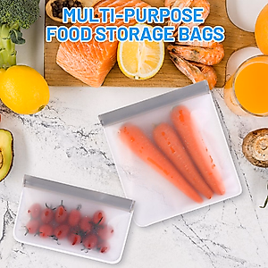 CIVJET 6 Pack Reusable Gallon Freezer Bags, Dishwasher Safe, BPA Free, Silicone, Zipper Closure, Red, Green, Food Storage