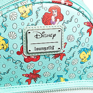 Loungefly x Disney Little Mermaid Ariel, Flounder and Sebastian AOP Backpack