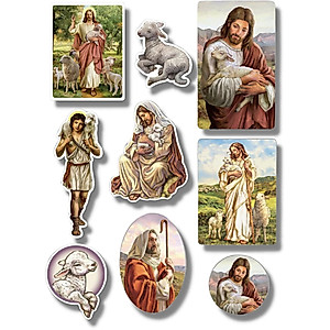 Christian Brands Assorted Catholic Decal Sticker Sheet Pack, The Good Shepherd Jesus Christ, Novelty Religious Inspirational Stickers for Sunday Schools, Scrapbooking, Journaling, 3 Sheets Included