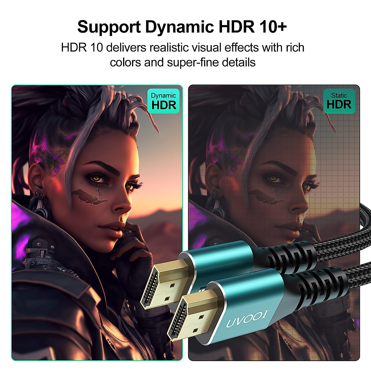 UVOOI 8K HDMI ARC/eARC Cable for Soundbar 6.6FT, eARC HDMI 2.1 Cable, High Speed HDMI Cord 48Gbps 8K@60Hz, 4K@120Hz Dolby Atoms (HDCP 2.2&2.3, 3D, HDR10) for Sound bar, Roku TV, PS5, HDTV, Blu-ray