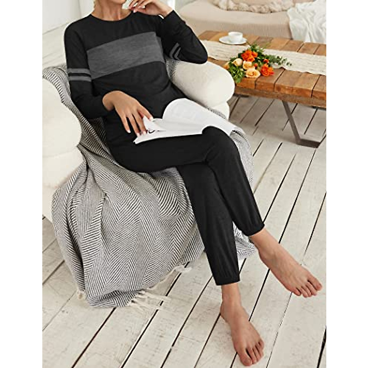 Ekouaer Jogging Suits for Women,Women's Tracksuit Crewneck Pajama Sets Lounge Sets Two Piece Casual Outfits Sweatsuits sets