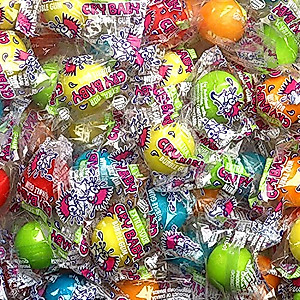 Sour Gumballs - Cry Baby Sour Fruit Gum - 60 Pcs Individually Wrapped Gumballs - Chewing Bubble Gum - 12 Oz Chewing Bubble Gum Balls - Colored Gum Balls
