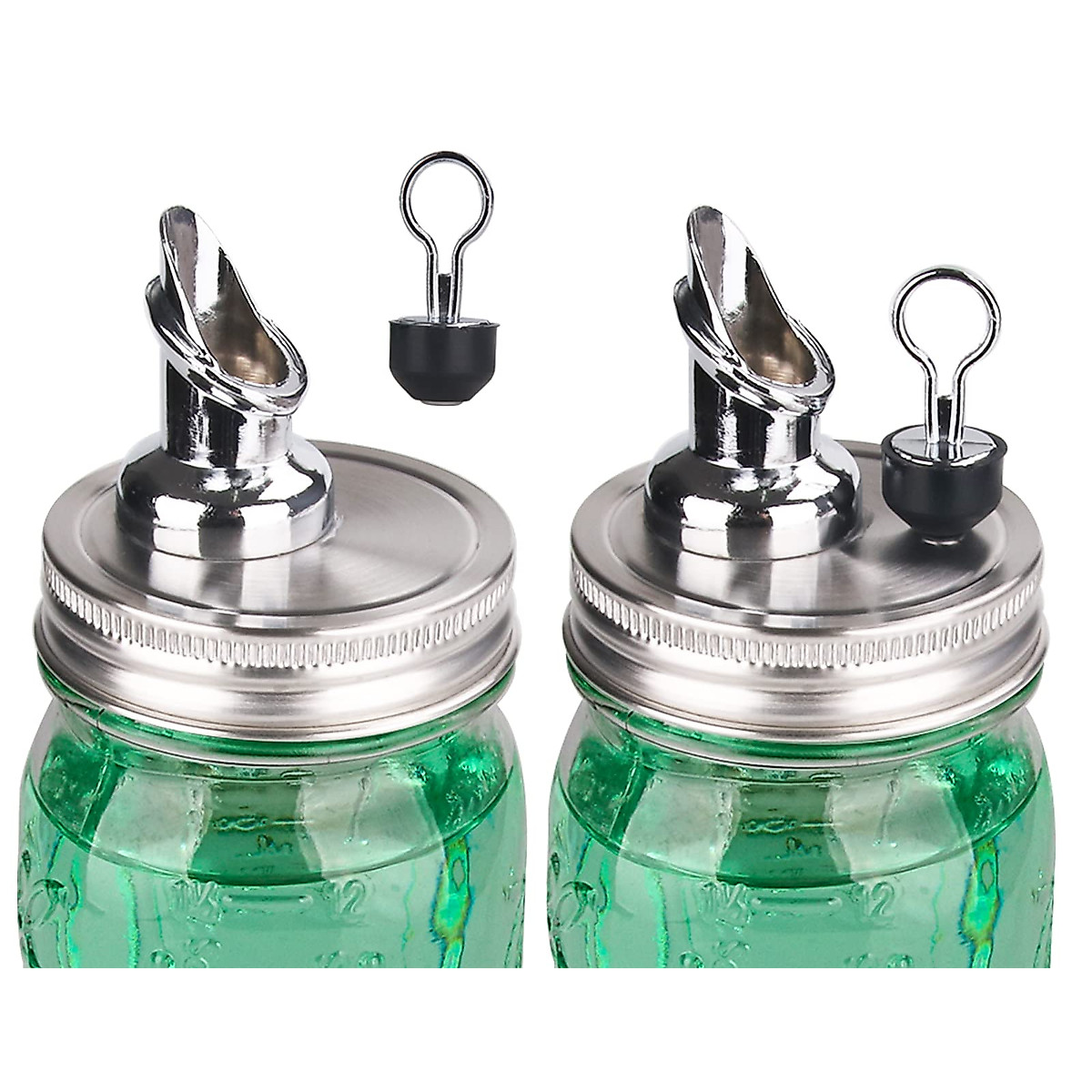 mason jar spouts.Free Flow Mason Jar Spout,mason jar for spout regular mouth size 70mmStainless steel lid, Mason Jar Pourer 2 Pack (Zinc alloy) jars not included