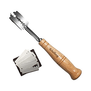 Frieling Bread Lame Dough Scoring Blade for Making Bread, Includes Extra Blades and Lame Cover, 7.5 Inch, Natural Wood Handle