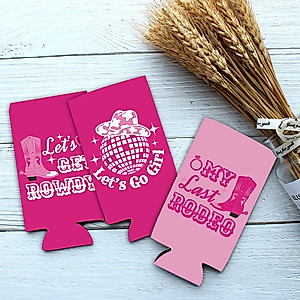 KARAQY Cowgirl Bachelorette Party Bride Vibes Can Cooler - 12 Pcs Drink Sleeve, Bachelorette for Bridal Shower, Engagement Party Decoration and Bride to Be Gift Bridesmaid Gifts
