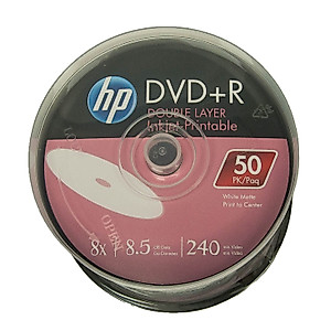 Hp DVD+R Dl Double Layer 8X 8.5Gb White Inkjet Printable 50 Pack in Spindle