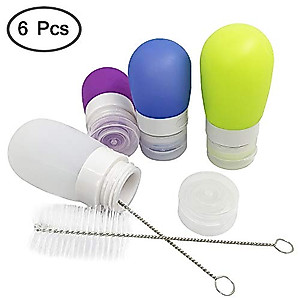 4 pcs Squeeze Salad Dressing Bottles, FineGood 1.3oz and 2 oz. Portable Sauce Containers, Leak Proof Food Storage Condiment Bottles, Comes with 2 pcs Cleaning Brushes - 4 Colors