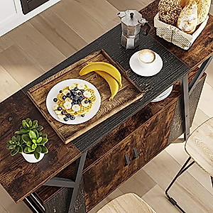 Bestier Kitchen Island with Storage Cabinet, Coffee Bar Cabinet Buffet Table Kitchen Sideboard with Adjustable Shelves for Dinning Room Living Room Entryway Hallway, Rustic Brown