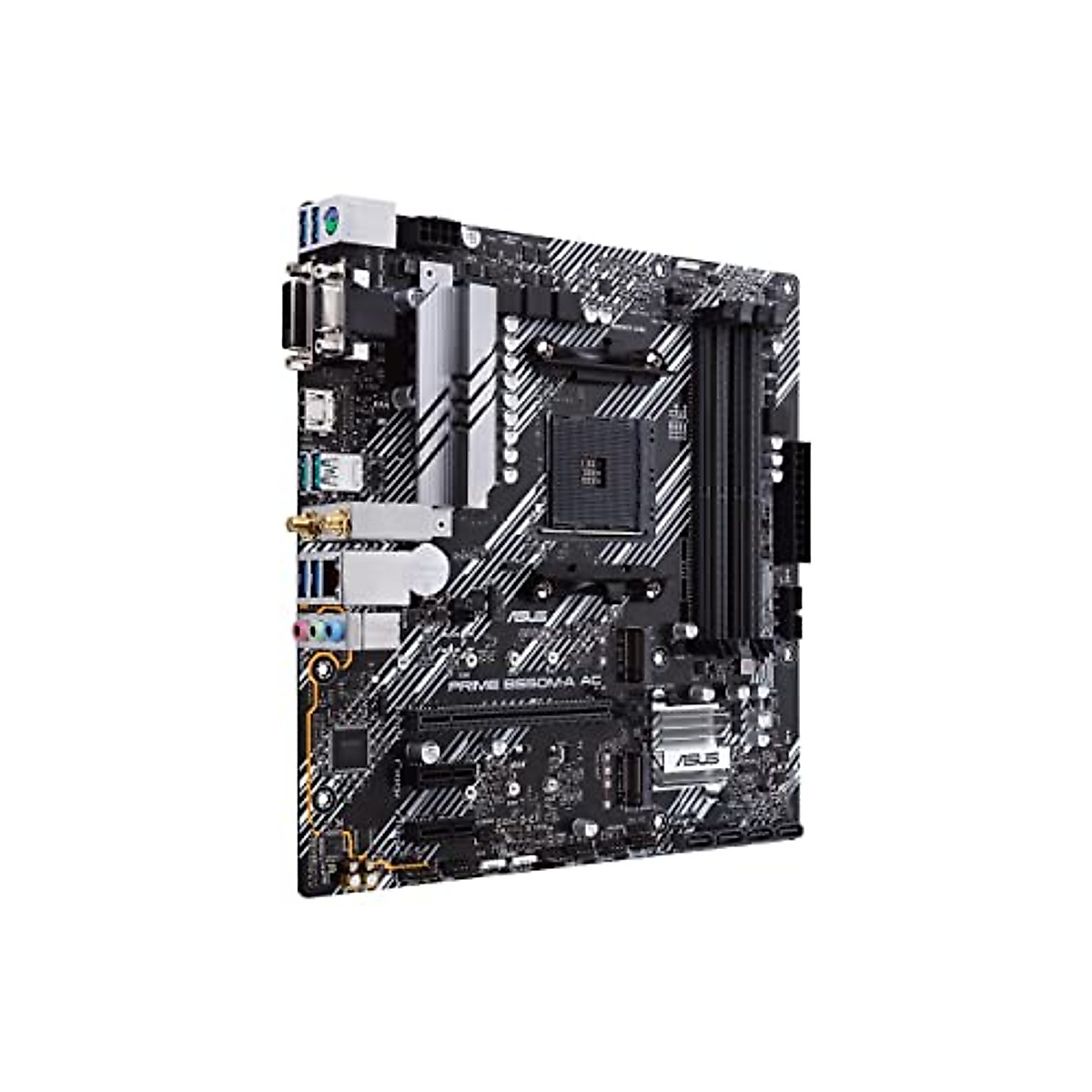 ASUS Prime B550M-A AC AMD AM4 (3rd Gen Ryzen™) Micro ATX Motherboard (PCIe 4.0, WiFi, ECC Memory, 1Gb LAN, HDMI 2.1/D-Sub, 4K@60HZ, Addressable Gen 2 RGB Header and Aura Sync)