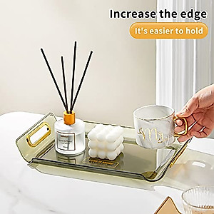 Serving Tray Decorative Serving Trays with Handles, Coffee Table Large Tray Decor for Serving Food Trays for Vanity Dresser Bathroom Bedroom (Clear Coffee)