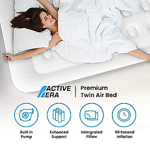 Active Era Tall Twin Air Mattress with Built in Pump & Raised Pillow, Elevated Inflatable Mattress, Heavy Duty Puncture Resistant Inflatable Bed, Blow Up Mattress Air Bed, Waterproof Airbed Mattress