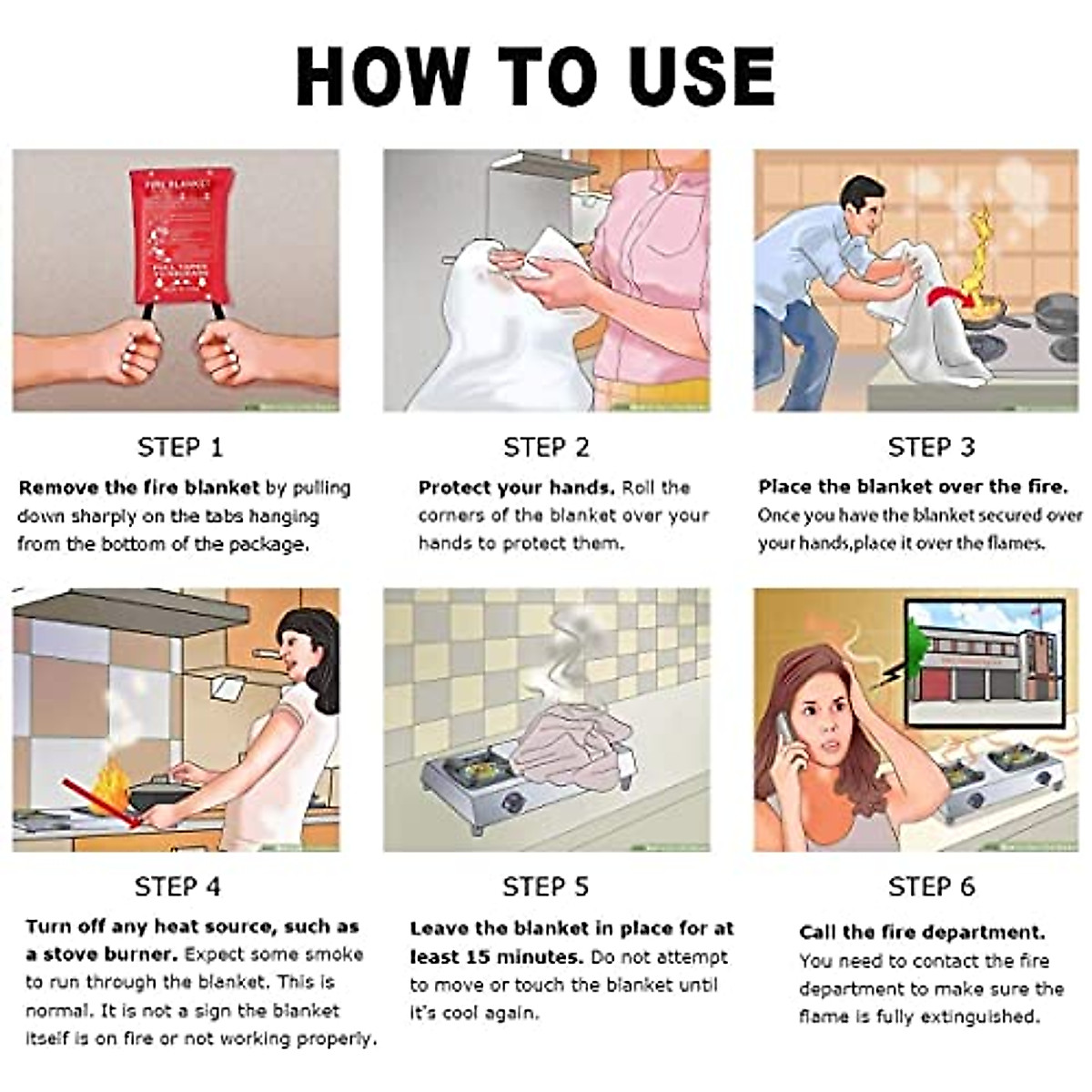 Fire Blanket Fire Guardian Blanket and Fire Blanket Fire Suppression Blankets for Kitchen, Bedroom, People- Energency Safety (40"x40") (White (2 Pack))