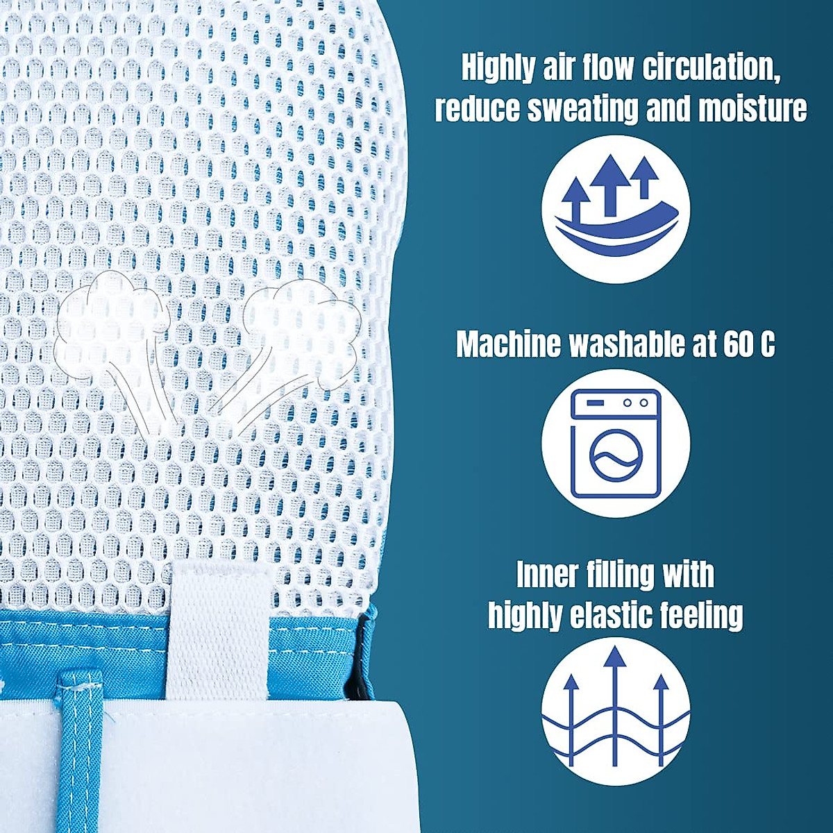 EZ Assistive Restraint Gloves for Dementia Patient, Medical Assistance Glove with Zipper Opening For Finger Protection