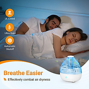 Ufresh Cool Mist Humidifiers for Home Bedroom Large Room, Small Vaporizers for Babies Kids Nursery Plants with Touch Control, 2.6L(0.7 Gal), Auto Shut-off, Whisper-Quiet