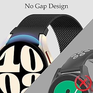 One Click No Gap Metal Band for Samsung Galaxy Watch 6 band 40mm 44mm Women Men,Galaxy Watch 6 Classic Band 47/43mm, Stainless Steel Magnetic strap for Galaxy Watch 5 4 band/5Pro/Watch 4 Classic (black)