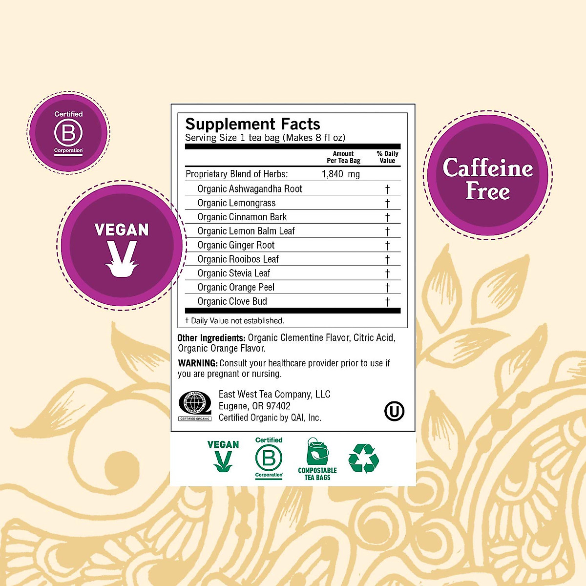Yogi Tea Sweet Clementine Stress Support Tea - 16 Tea Bags per Pack (4 Packs) - Stress Support Herbal Tea - Calming Adaptogen Tea - Includes Ashwagandha Root, Lemongrass, Cinnamon Bark & More