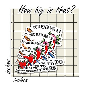 Miraki You Had Me At Enemies to Lovers Sticker, Book Trope Sticker, Bookish Sticker, Water Assitant Die-Cut Vinyl Stickers Decals for Laptop Phone Kindle Journal Water Bottles, Sticker for Women