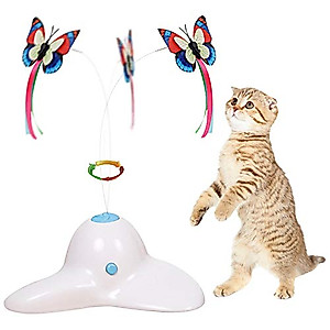 Flurff Zenes Cat Toys, Funny Exercise Electric Flutter Rotating Kitten Toys, Cat Teaser with Butterfly Replacement