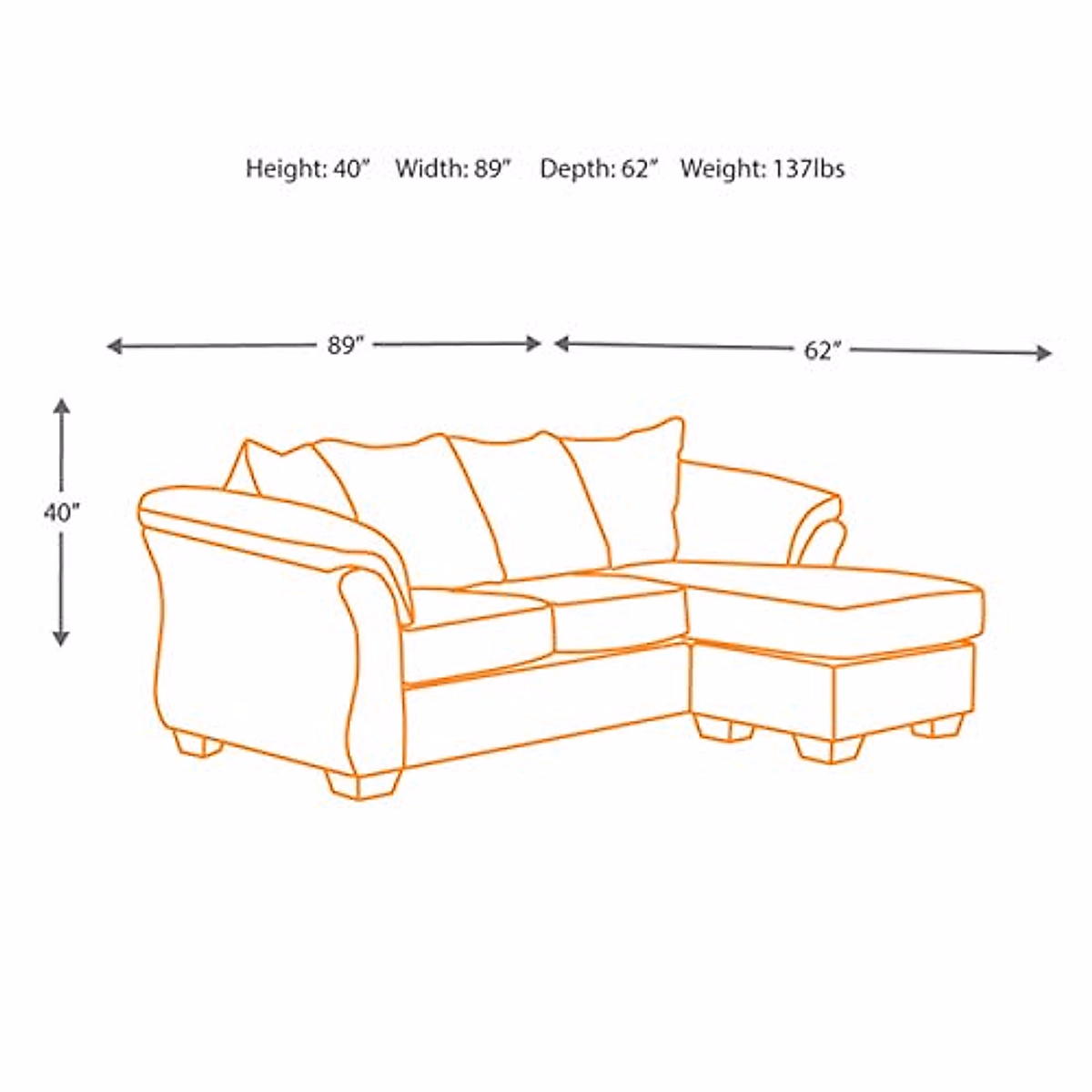 Signature Design by Ashley Darcy Casual Plush L-Shaped Reversible Sofa Chaise Chofa, Dark Blue