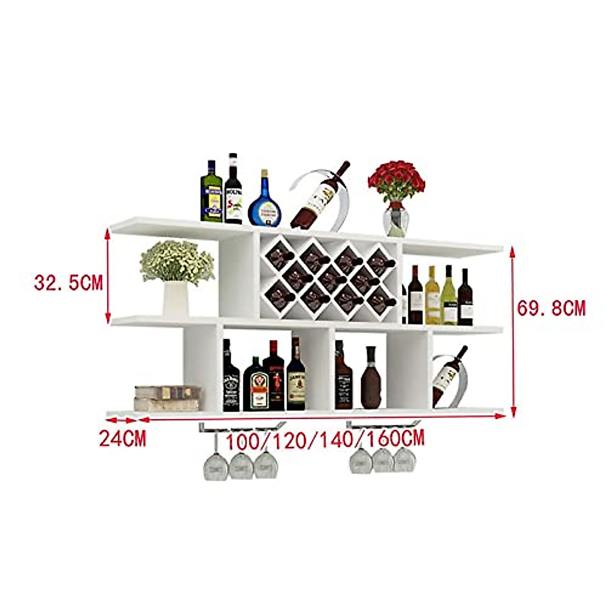 SENNIAN Loft Wooden Wine Racks European-Style Small Apartment Wall Wine Rack, Wall-Mounted Wine Cabinet, Creative Hanging Bookshelf/Storage Shelf for Dining Room and Living Room Home Decor