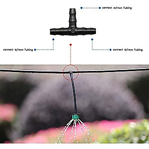 Kalolary 100pcs 1/4" Universal Barbed Tee Fittings, Barbed Connectors Drip Irrigation for 4mm/7mm Water Tube Drip Irrigation Watering System