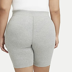 Nike Women's Sportswear Essential Mid-Rise Bike Shorts (Plus Size), Dark Grey Heather/White, 1X