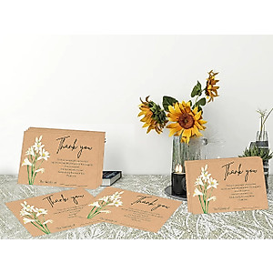 lily Minimalism Funeral Thank You Cards with Envelopes,Fillable Funeral Thank You Cards,Thank You Notes,Thank You Notes With Envelopes Set,Floral Thank You Cards,Personalized Thank You Cards,G5