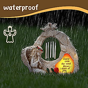 Praying Solar Angel Statue Sympathy Gift,Cementary Decoration Garden Angel Memorial Wind Chime Statue Cementary Sympathy Gift Solar Angel Resin Figurines Light for Home Decoration (Elegant Style)