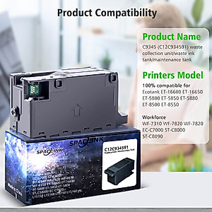 Spaceink C9345 C12C934591 Ink Maintenance Box Replacement for ET-16650 ET-16600 ET-8550 ET-5800 ET-5850 WF-7840 WF-7820 ET-8500 EC-C7000 ST-C8000 ST-C8090 WF-7310 ET-5880 Printer (PXMB9/C9345)